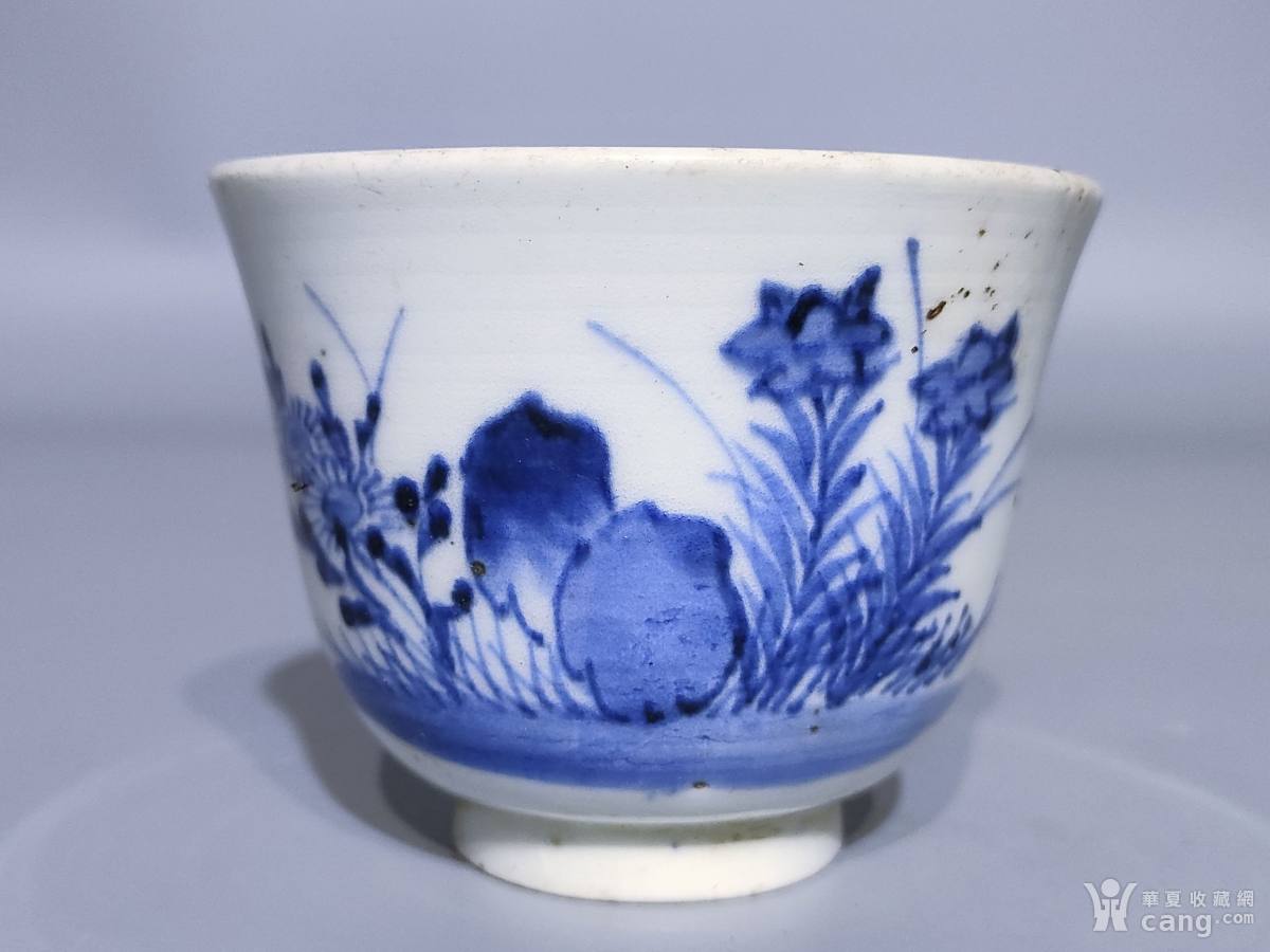 清代青花茶杯一对 此器型规整做工精美釉水漂亮实属难得 地摊交易 华夏收藏网