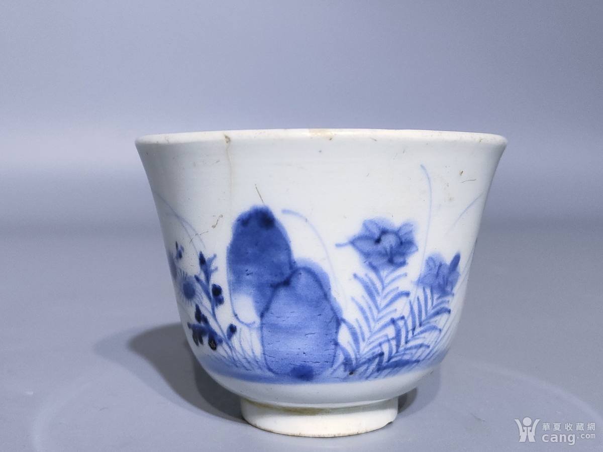 清代青花茶杯一对 此器型规整做工精美釉水漂亮实属难得 地摊交易 华夏收藏网